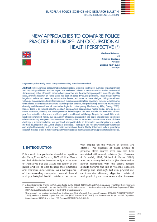 (PDF) New approaches to compare Police practice in Europe: an ...