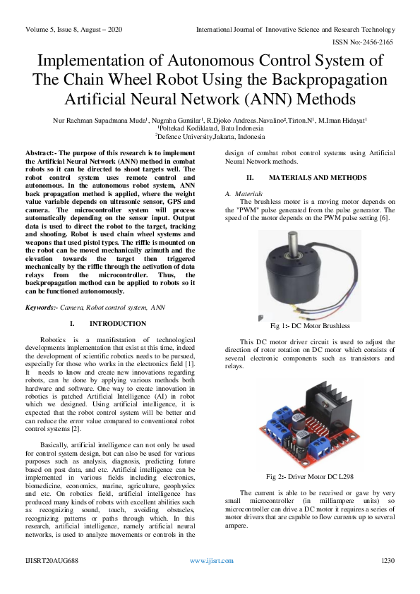 Pdf Implementation Of Autonomous Control System Of The Chain Wheel Robot Using The