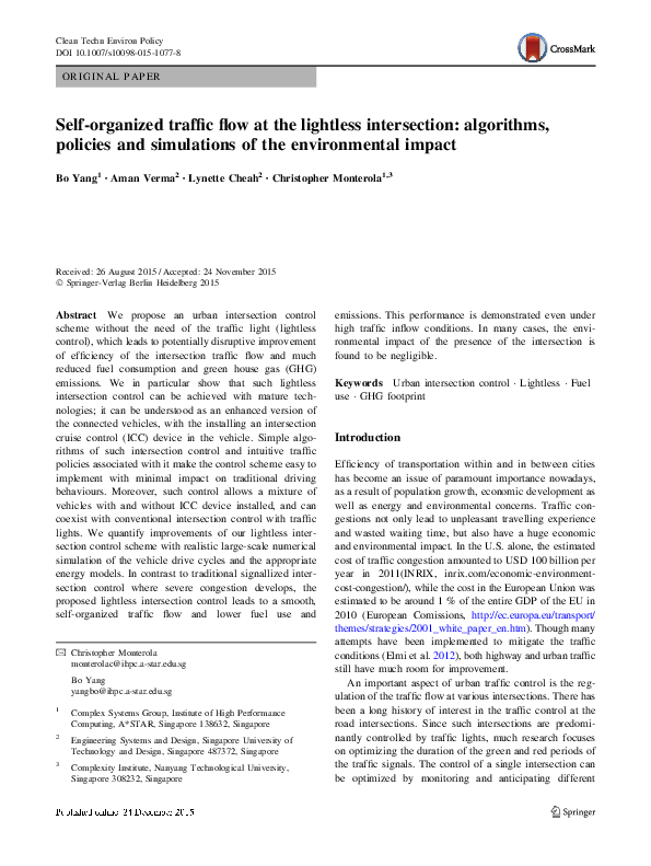 (PDF) Self-organized traffic flow at the lightless intersection: algorithms, policies and ...