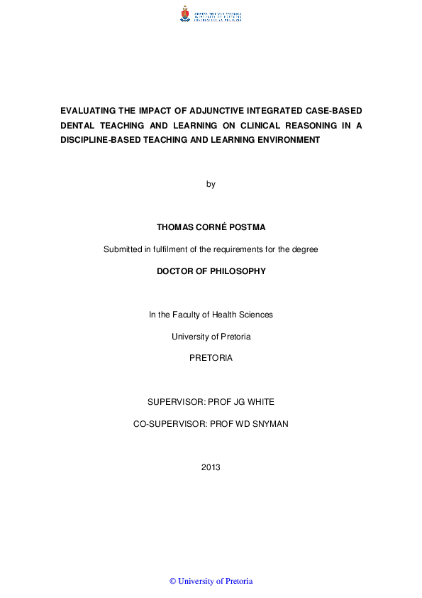 (PDF) Evaluating the impact of adjunctive integrated case-based dental ...