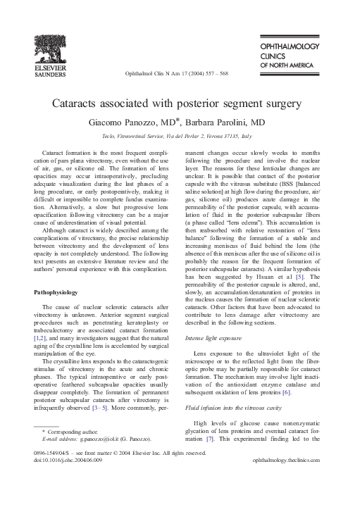 (PDF) Cataracts associated with posterior segment surgery