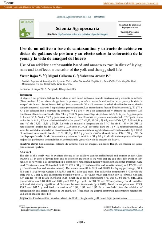 (PDF) Use of an additive canthaxanthin based and annatto extract in ...