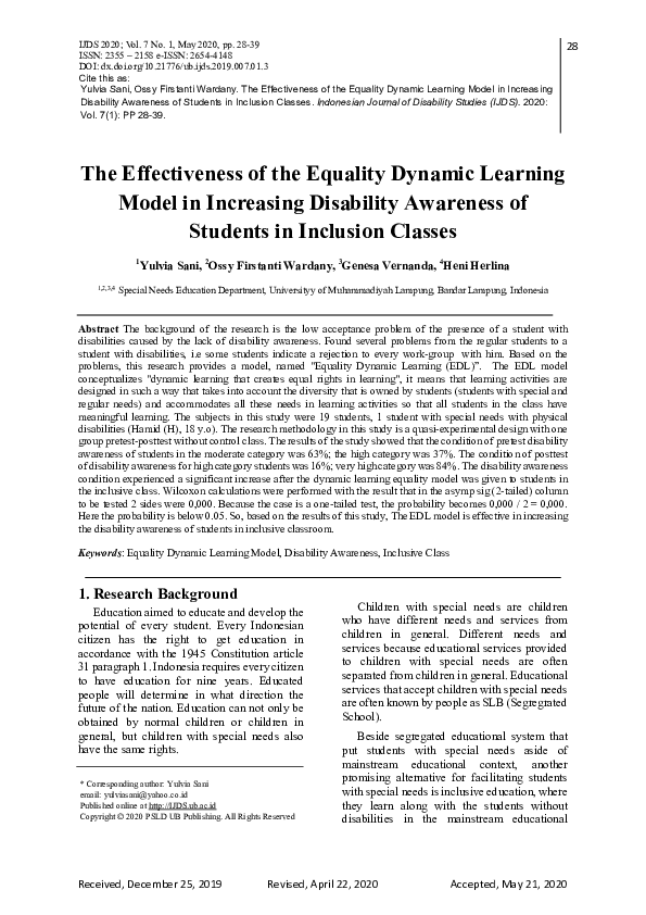 (PDF) Boosting Disability Awareness with EDL Model