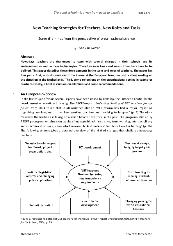 (PDF) New Teaching Strategies for Teachers, New Roles and Tasks