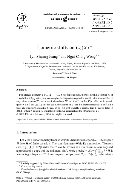 (PDF) Isometric shifts on C0(X)