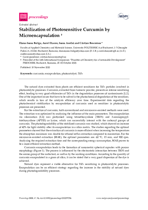 (PDF) Stabilization of Photosensitive Curcumin by Microencapsulation