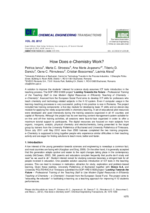 (PDF) How does e-chemistry work?