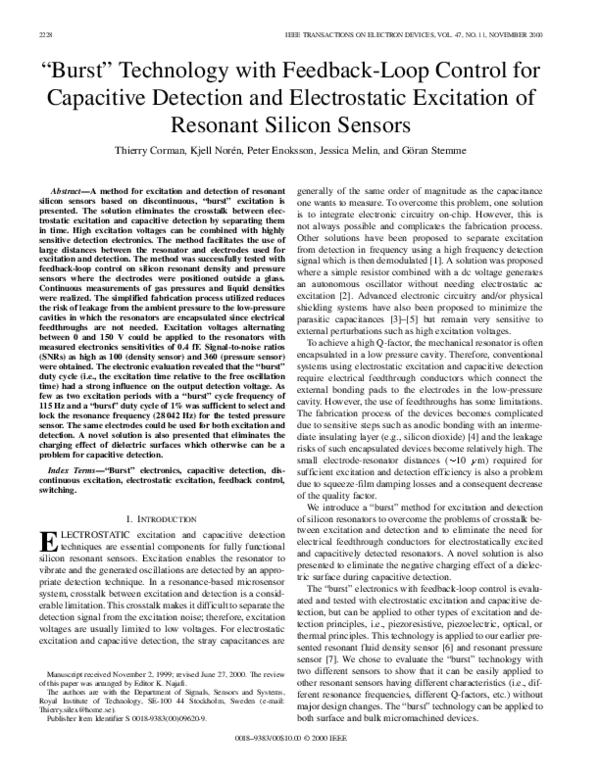 (PDF) Burst" technology with feedback-loop control for capacitive detection and electrostatic ...