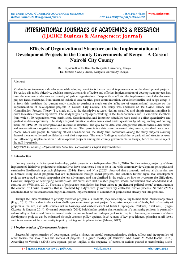 Pdf Effects Of Organizational Structure On The Implementation Of