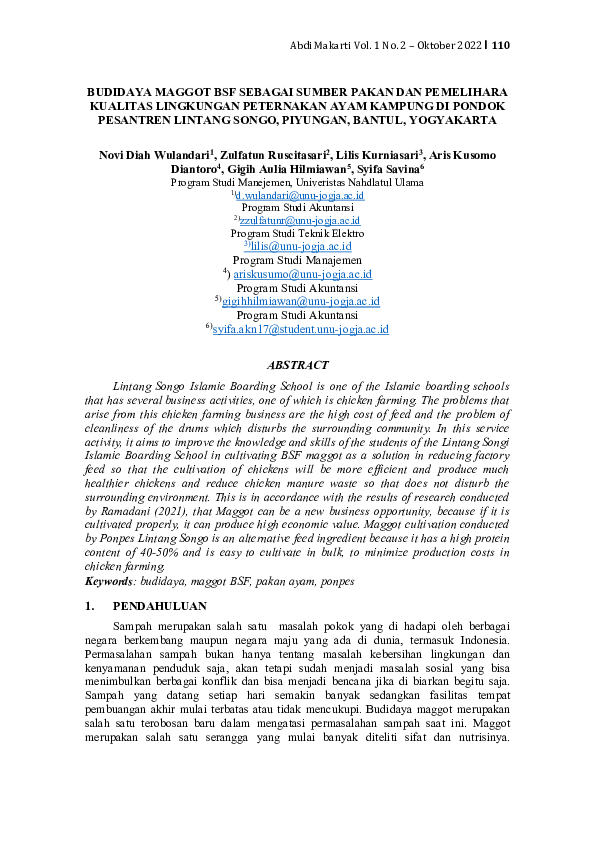 (PDF) Budidaya Maggot BSF Sebagai Sumber Pakan Dan Pemelihara Kualitas ...