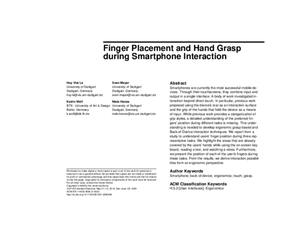 (PDF) Finger Placement and Hand Grasp during Smartphone Interaction