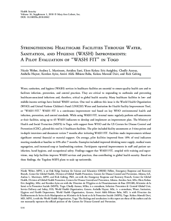 (PDF) Strengthening Healthcare Facilities Through Water, Sanitation ...