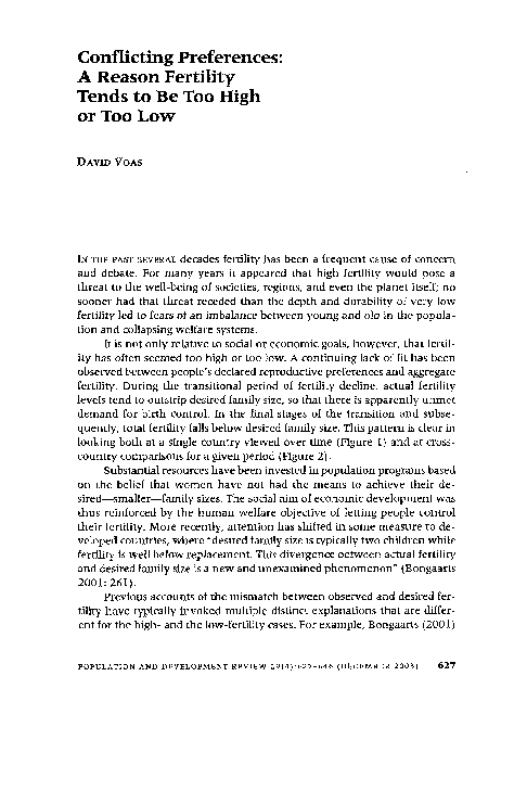 (PDF) Conflicting Preferences: A Reason Fertility Tends to Be Too High ...