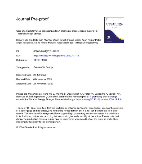 (PDF) Core shell paraffin/silica nanocomposite: A promising phase ...