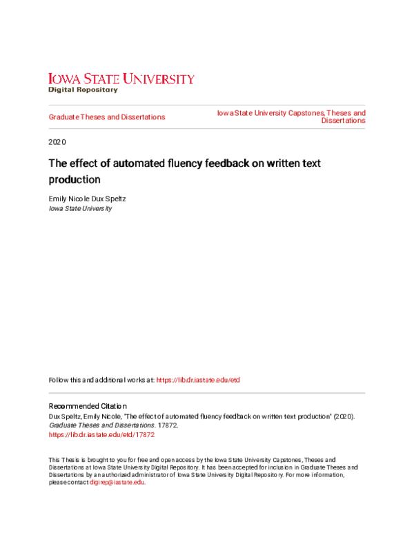 (PDF) The effect of automated fluency feedback on written text production