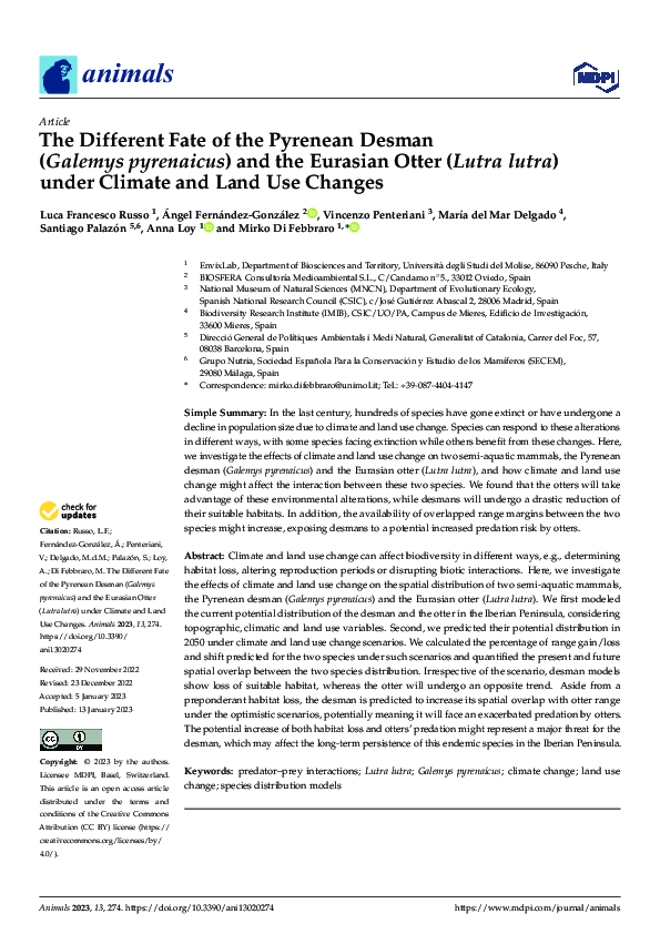 (PDF) The Different Fate of the Pyrenean Desman (Galemys pyrenaicus ...