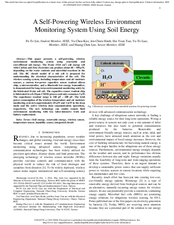 (PDF) A Self-Powering Wireless Environment Monitoring System Using Soil Energy
