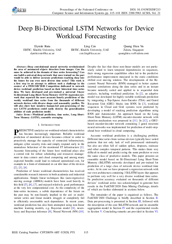 Pdf Deep Bi Directional Lstm Networks For Device Workload Forecasting