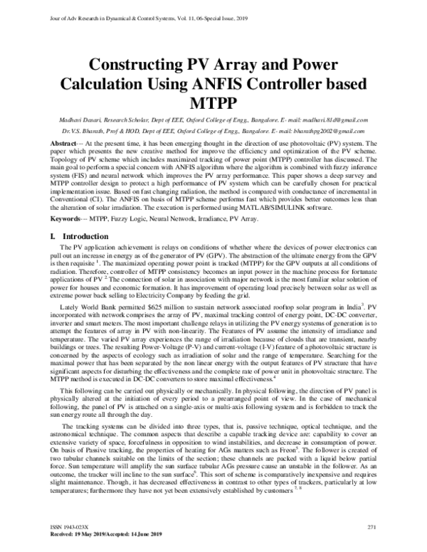 Pdf Constructing Pv Array And Power Calculation Using Anfis