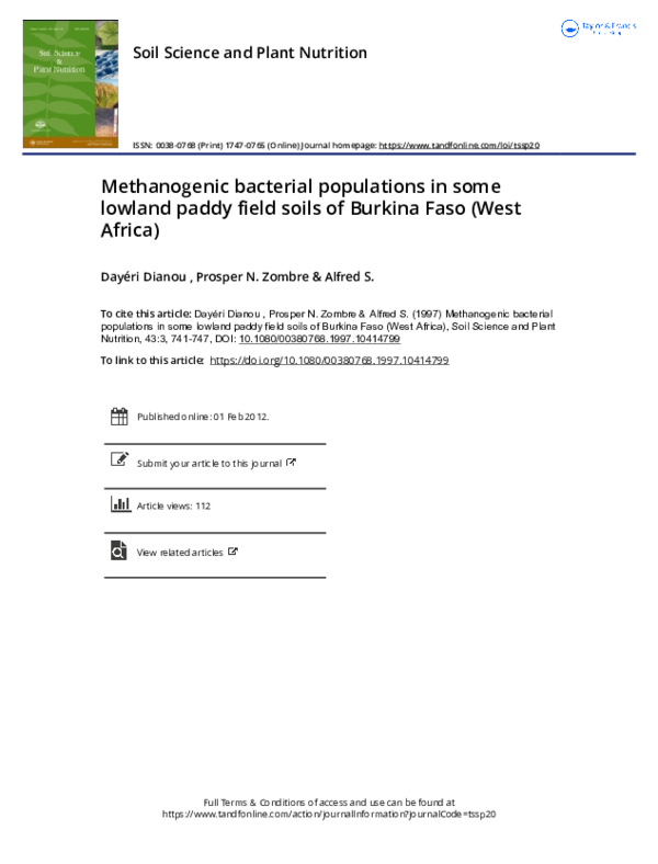 (PDF) Methanogenic bacterial populations in some lowland paddy field soils of Burkina Faso (West ...