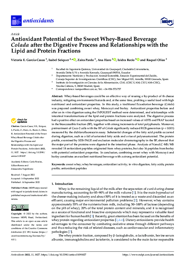 (PDF) Antioxidant Potential of the Sweet Whey-Based Beverage Colada ...