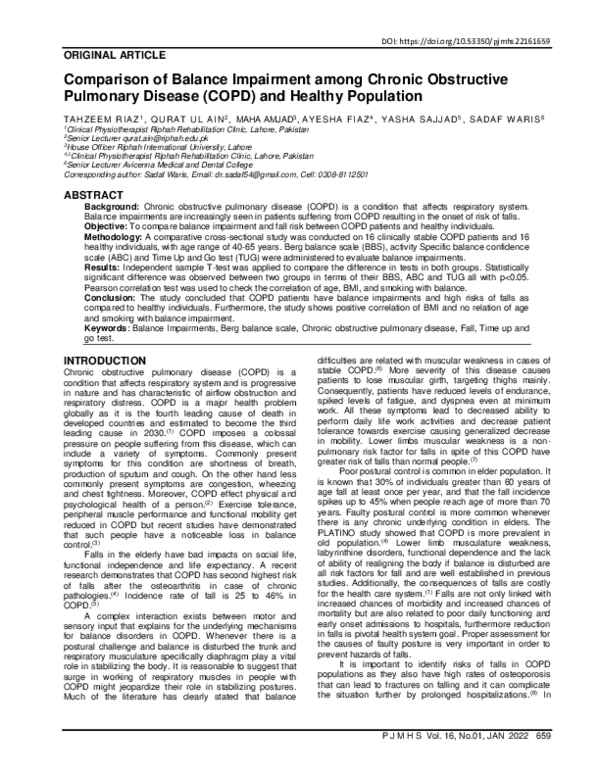 (PDF) Comparison of Balance Impairment among Chronic Obstructive ...