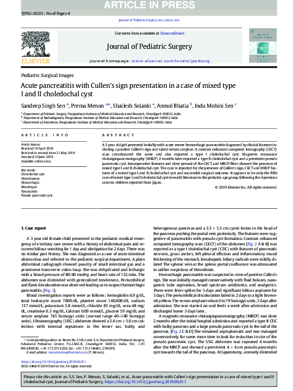 (PDF) Acute Pancreatitis with Cullen's Sign Presentation in a Case of ...