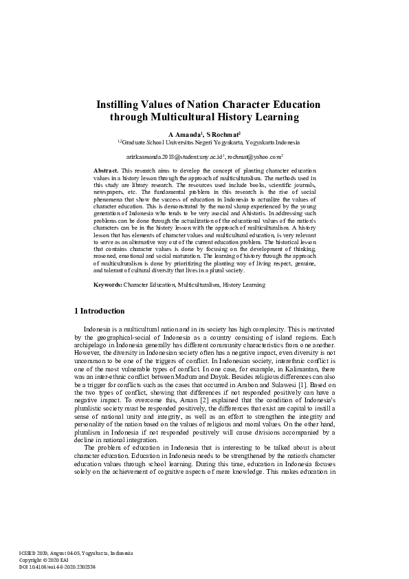 (PDF) Instilling Values of Nation Character Education through ...