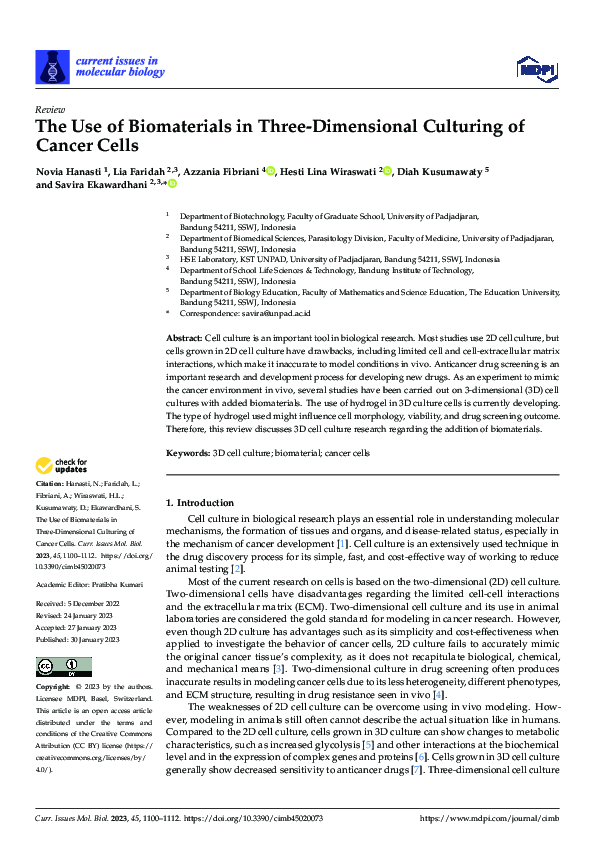 (PDF) The Use of Biomaterials in Three-Dimensional Culturing of Cancer ...