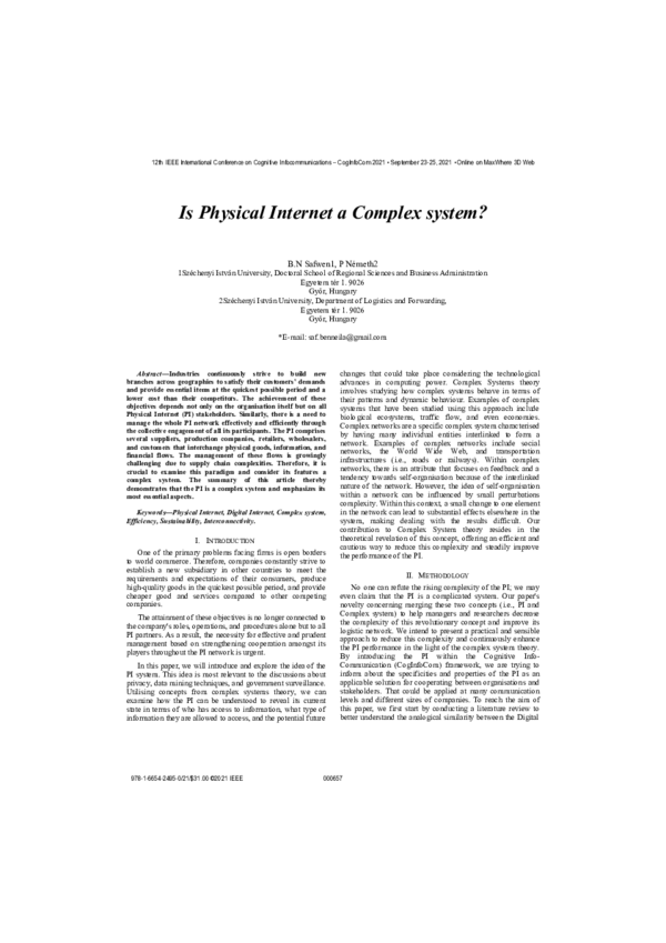 (PDF) Is Physical Internet a Complex system