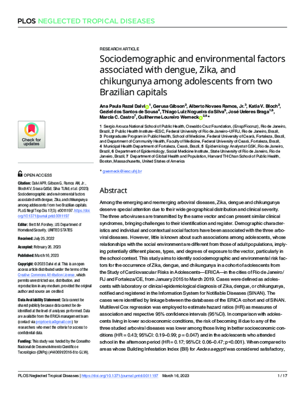 (PDF) Sociodemographic and environmental factors associated with dengue, Zika, and chikungunya ...