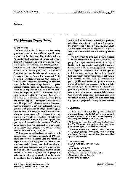 (PDF) The Edmonton Staging System