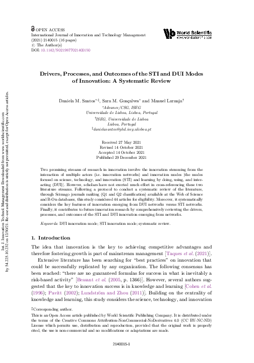 (PDF) Drivers, Processes, and Outcomes of the STI and DUI Modes of ...