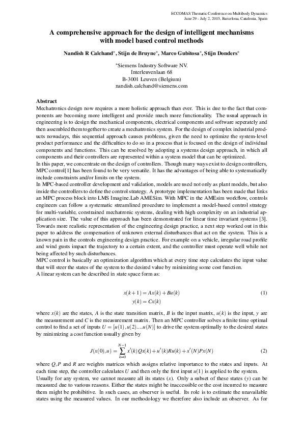 (PDF) A comprehensive approach for the design of intelligent mechanisms ...
