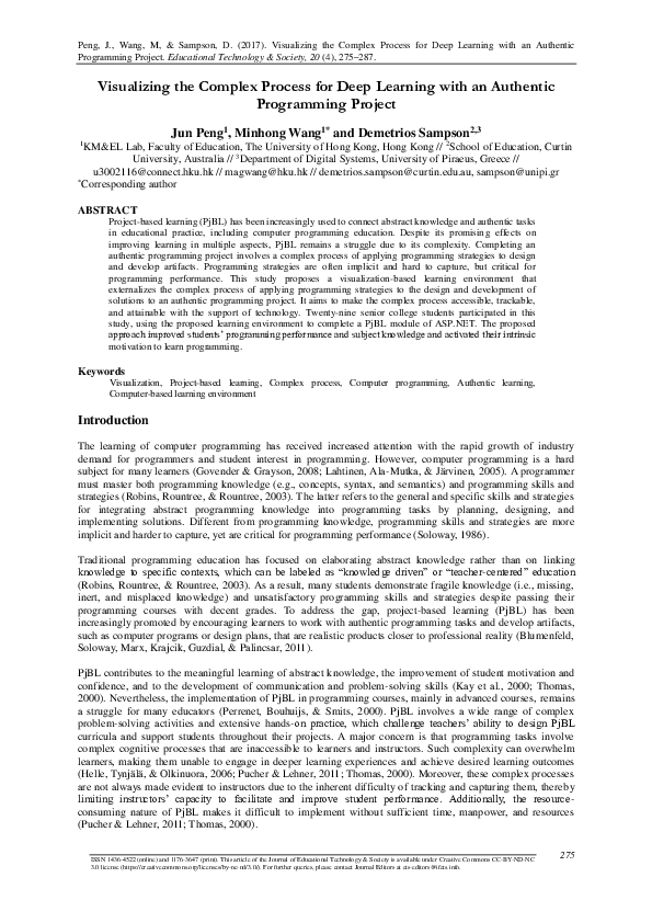 (PDF) Visualizing the Complex Process for Deep Learning with an Authentic Programming Project