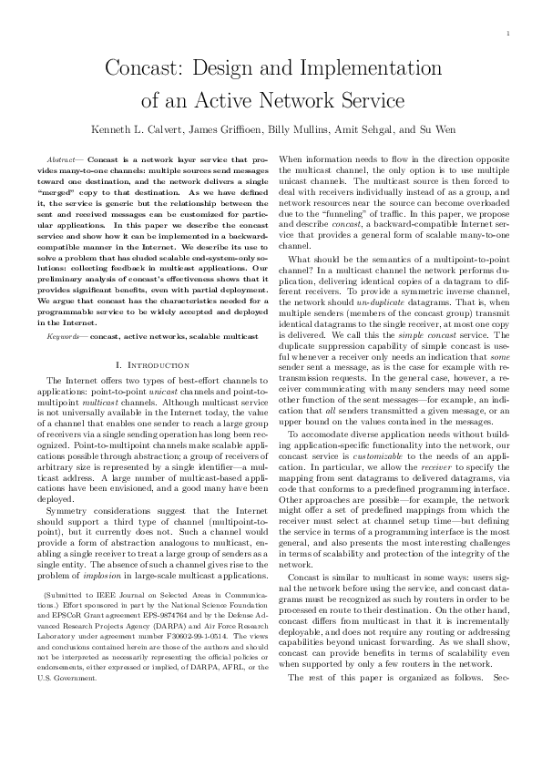 (PDF) Concast: design and implementation of an active network service
