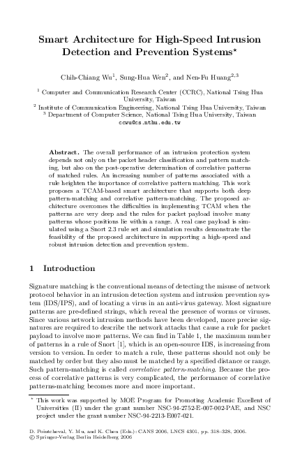 (PDF) Smart Architecture for High-Speed Intrusion Detection and Prevention Systems