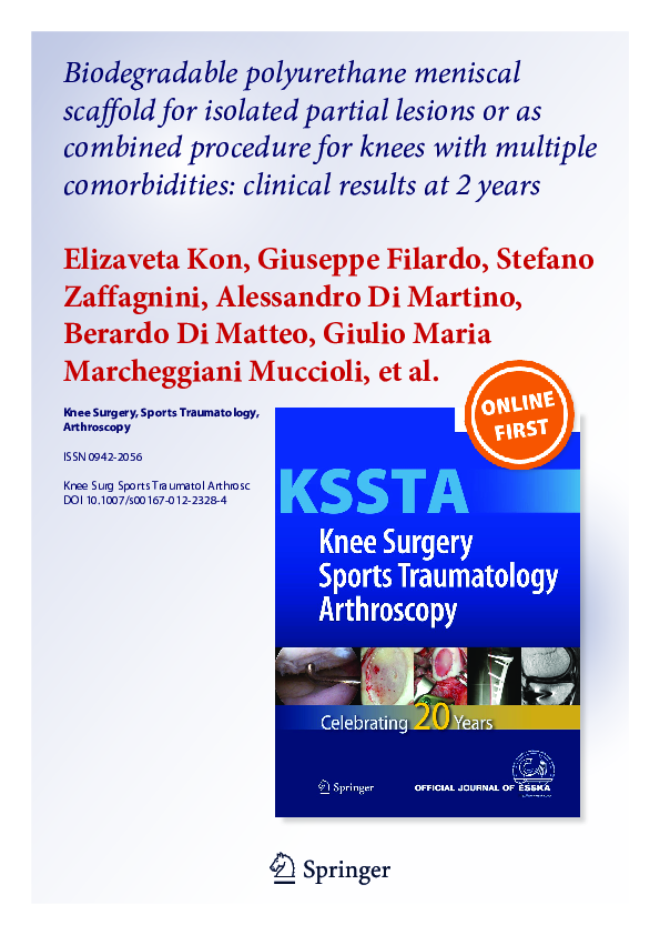 (PDF) Biodegradable polyurethane meniscal scaffold for isolated partial ...