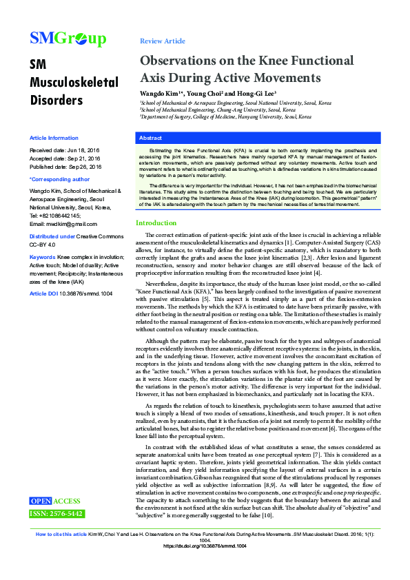 (PDF) Changes in the orientation of knee functional flexion axis during ...