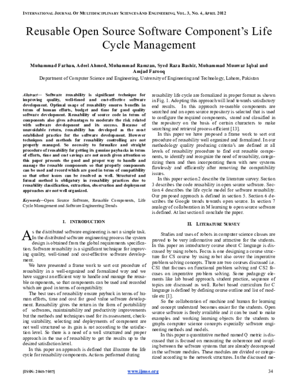 (PDF) Reusable Open Source Software Component’s Life Cycle Management