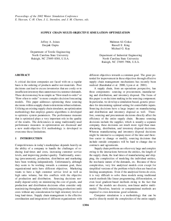 (PDF) Supply chain multi-objective simulation optimization