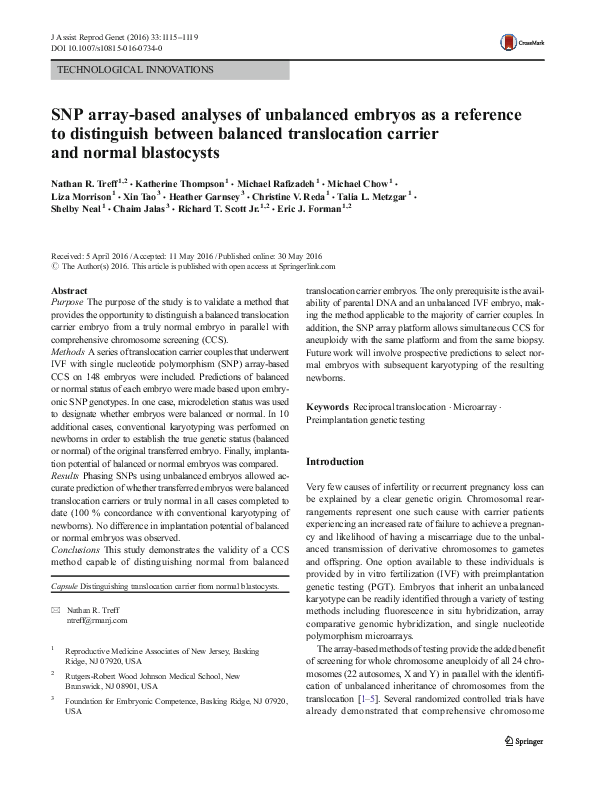 (PDF) SNP array-based analyses of unbalanced embryos as a reference to ...
