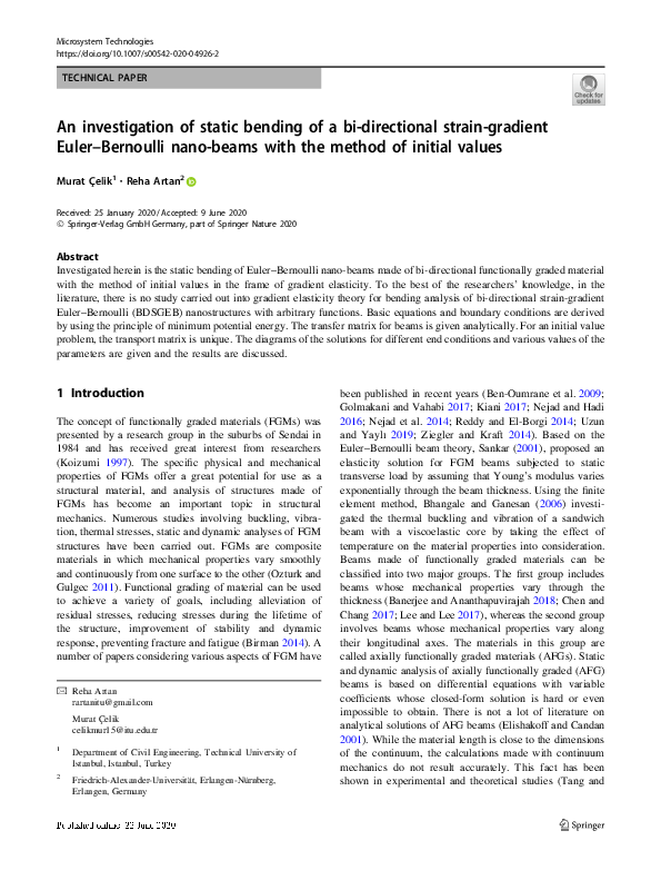 (PDF) An investigation of static bending of a bi-directional strain ...