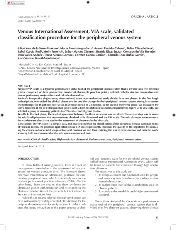 (PDF) Venous International Assessment, VIA Scale, Validated ...