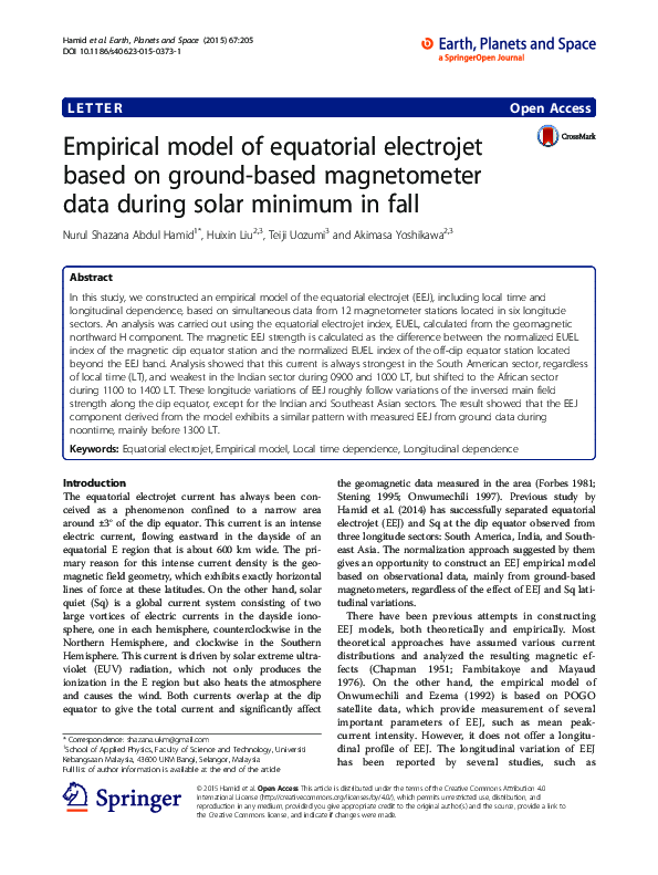 (PDF) Empirical model of equatorial electrojet based on ground-based ...