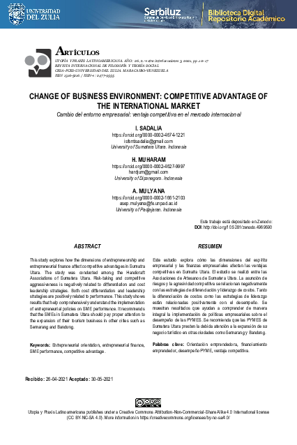 (PDF) Change of business environment: competitive advantage of the international market