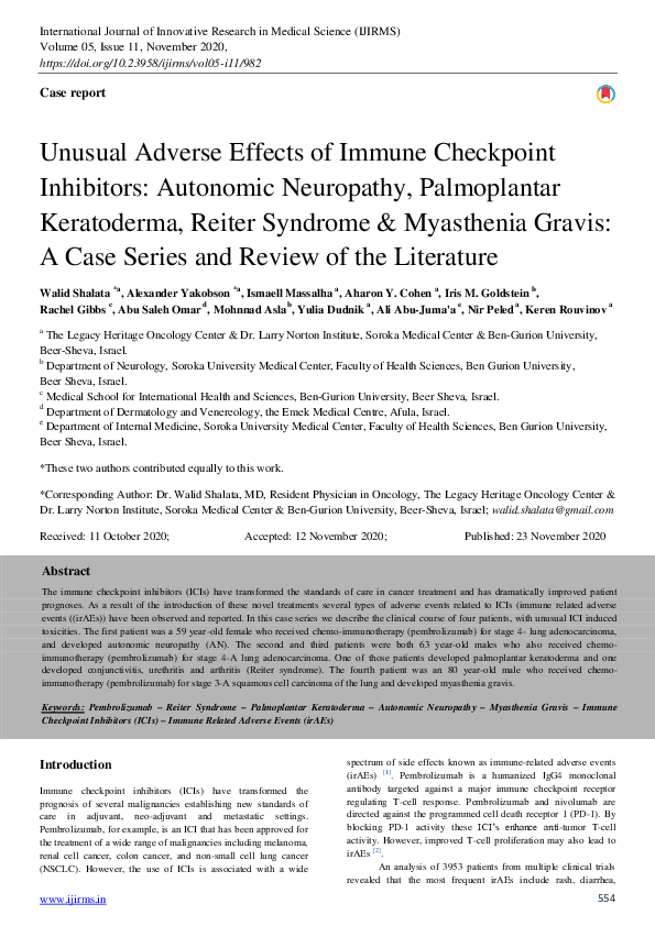 (PDF) Unusual Adverse Effects of Immune Checkpoint Inhibitors: Autonomic Neuropathy ...