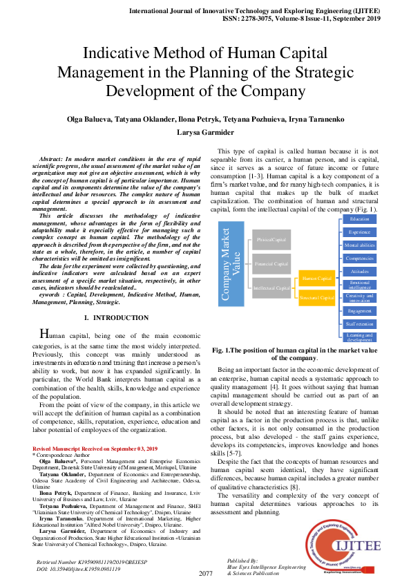 (PDF) Indicative Method of Human Capital Management in the Planning of the Strategic Development ...
