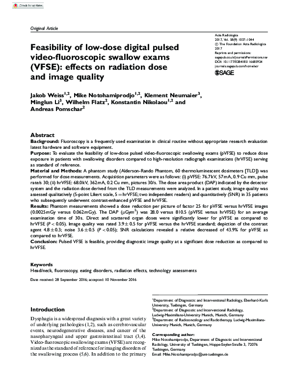 (PDF) Feasibility of low-dose digital pulsed video-fluoroscopic swallow ...