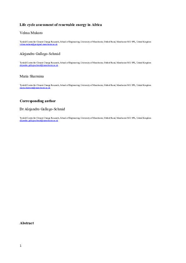 (DOC) Life cycle assessment of renewable energy in Africa